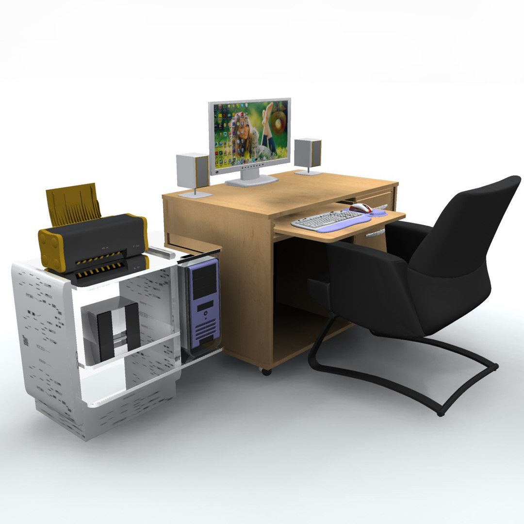 3d computer desk cpu