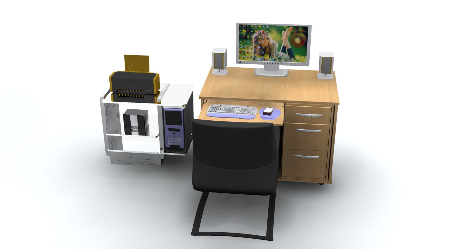 3d computer desk cpu