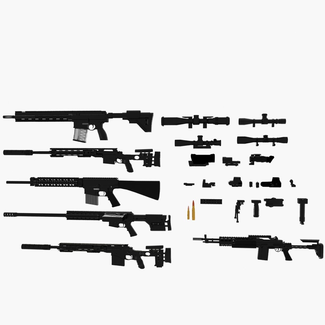 3d Model Sniper Pack Rifles