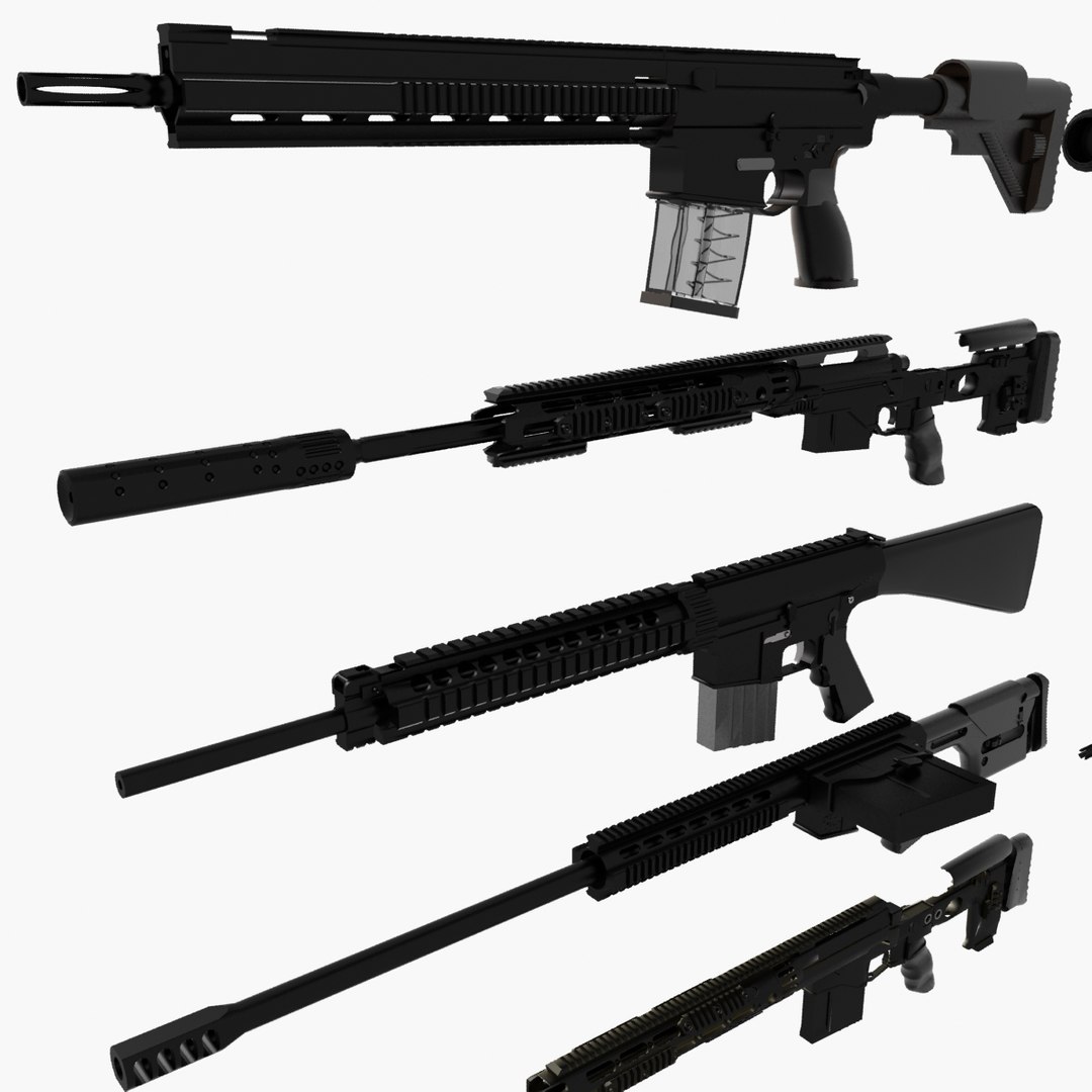 3d Model Sniper Pack Rifles