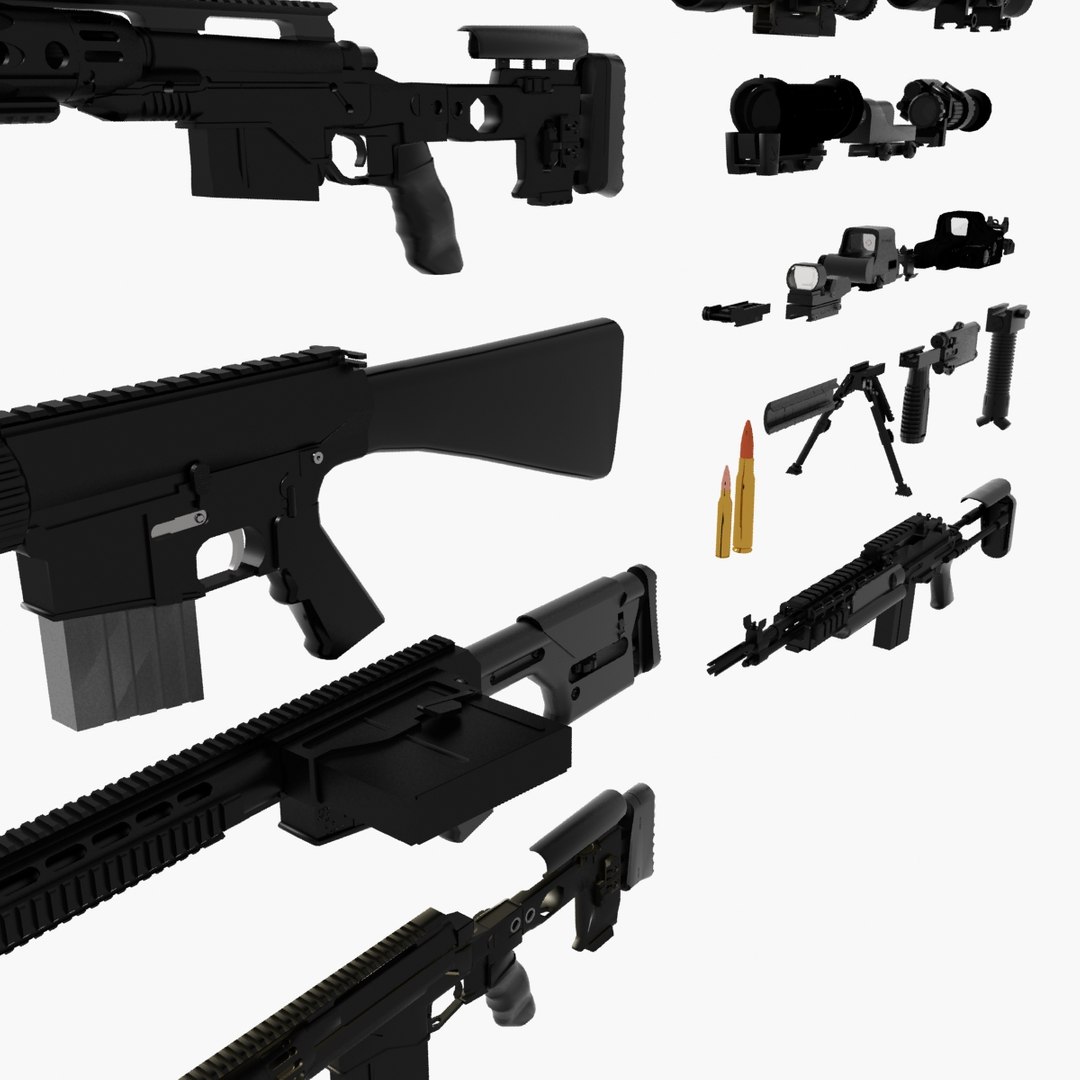 3d Model Sniper Pack Rifles