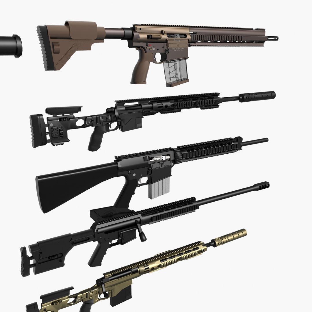 3d Model Sniper Pack Rifles