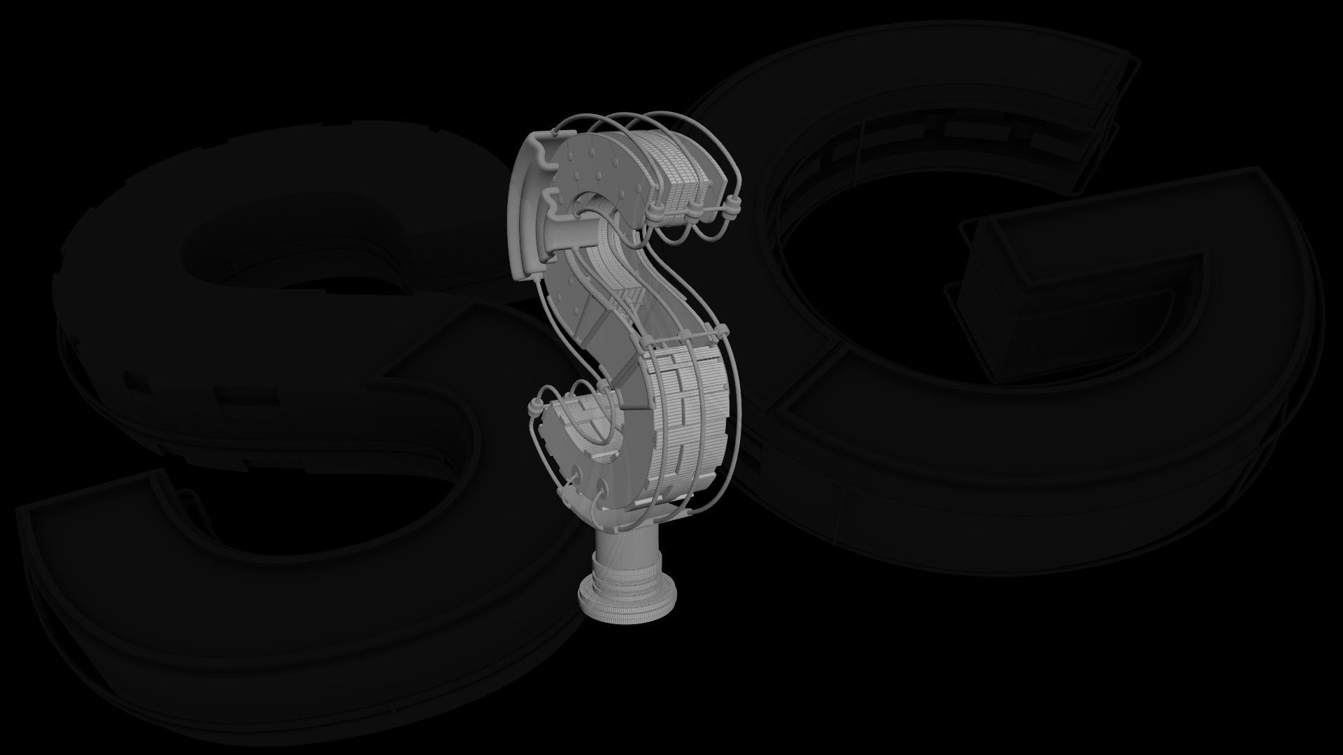 3D sci fi s letter - TurboSquid 1177877