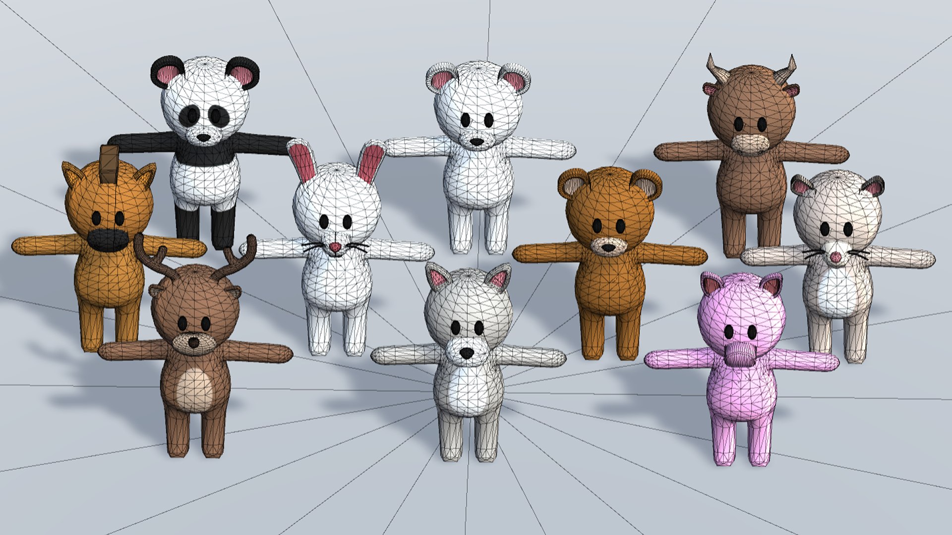 Lowpoly Animal Characters - Cartoon Humanoid Animal Characters 3D ...