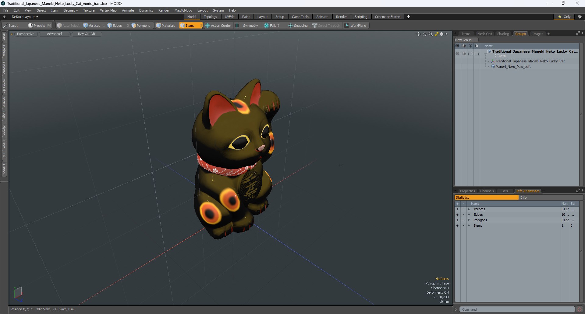 Traditional Japanese Maneki Neko Lucky Cat 3D Model - TurboSquid 2279314