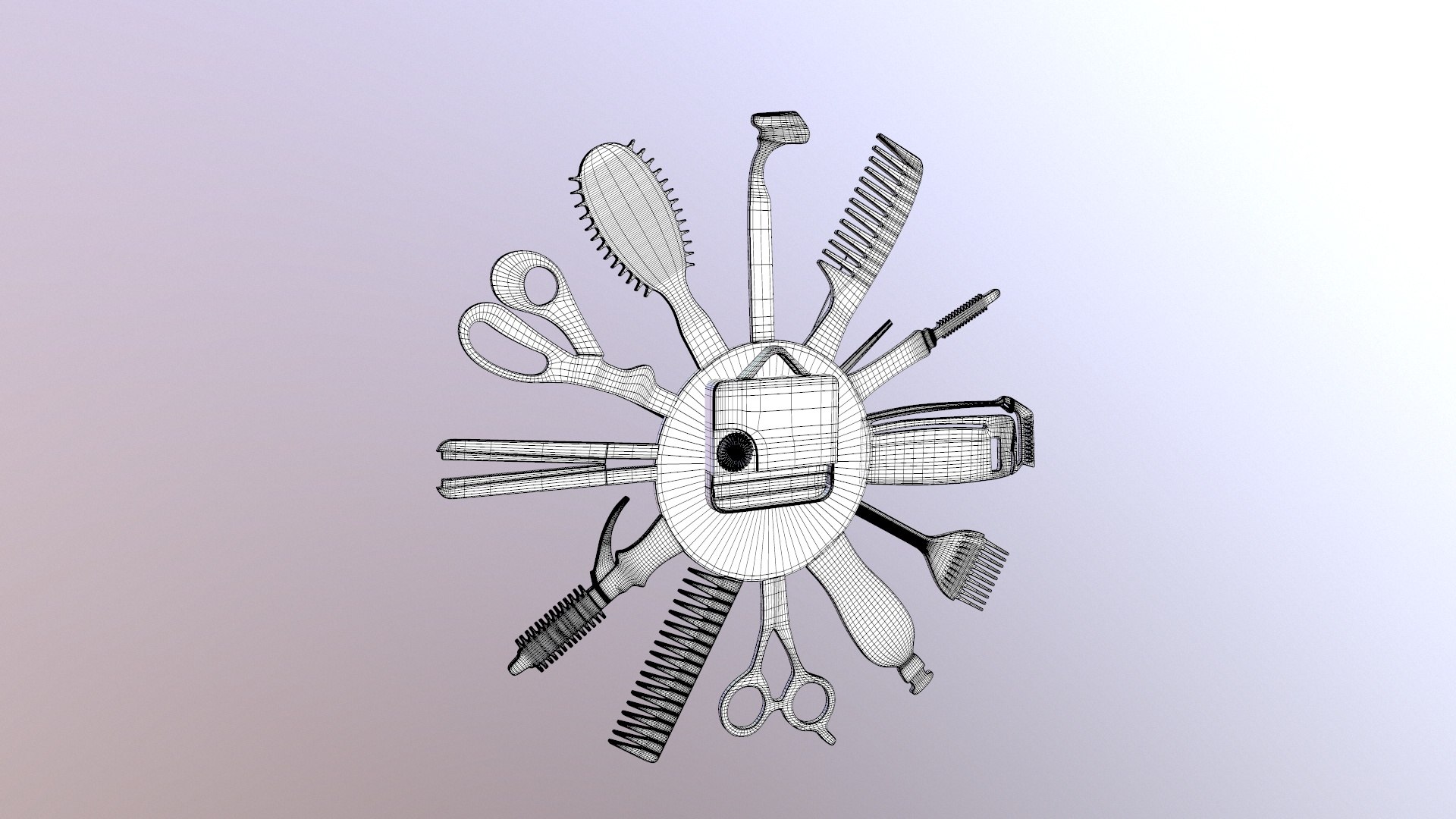 Barber Tool Theme Wall Clock model - TurboSquid 2153716