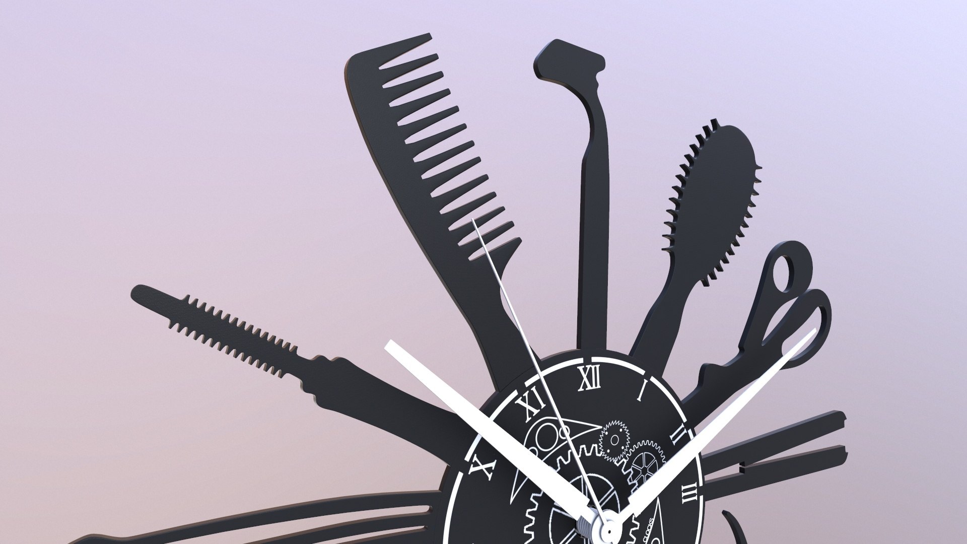 Barber Tool Theme Wall Clock model - TurboSquid 2153716