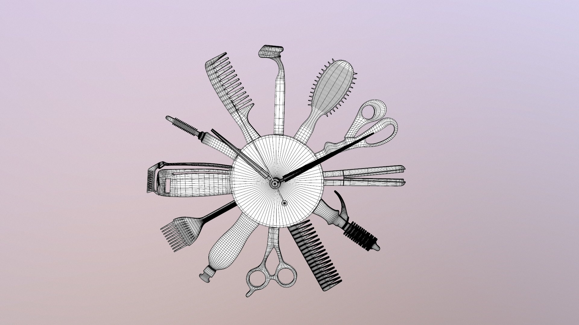 Barber Tool Theme Wall Clock model - TurboSquid 2153716