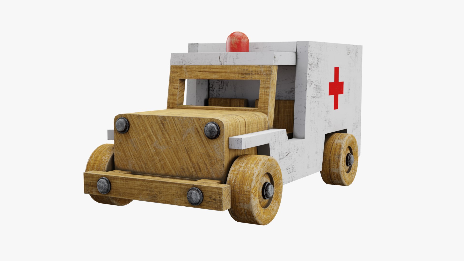 3D Wood Toy Ambulance Car - TurboSquid 1516236