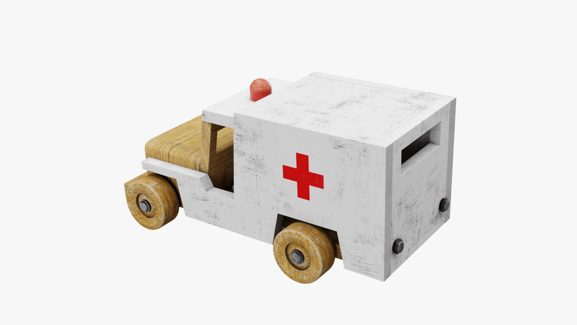 3D Wood Toy Ambulance Car - TurboSquid 1516236