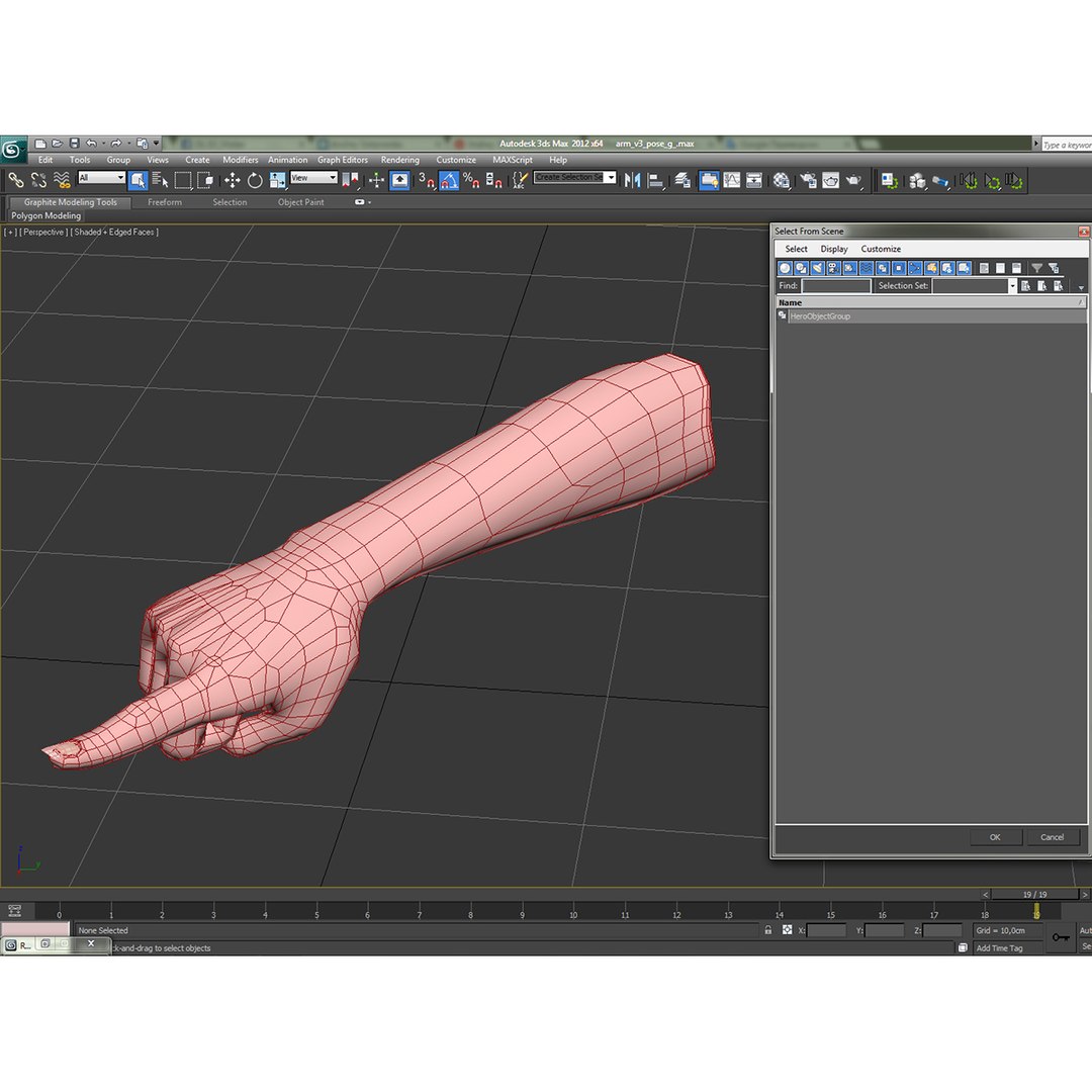 3d 3ds female hand 2 finger