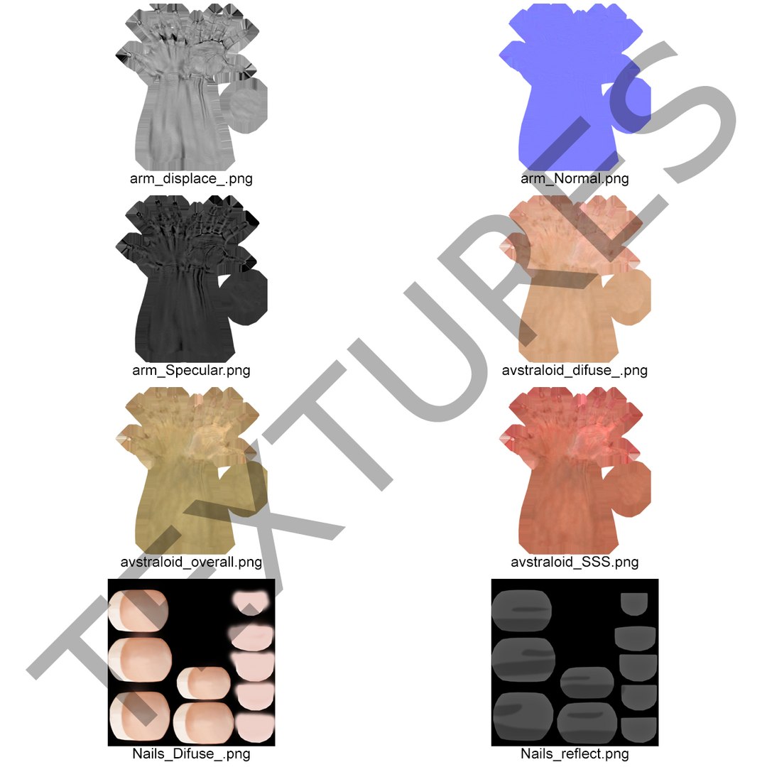 3d 3ds female hand 2 finger