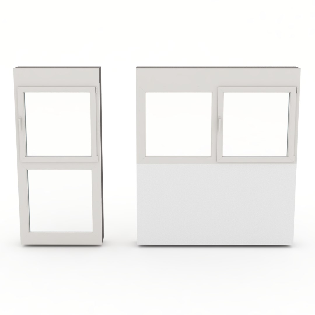 3D Double PVC window - - Full wall section - TurboSquid 2057391