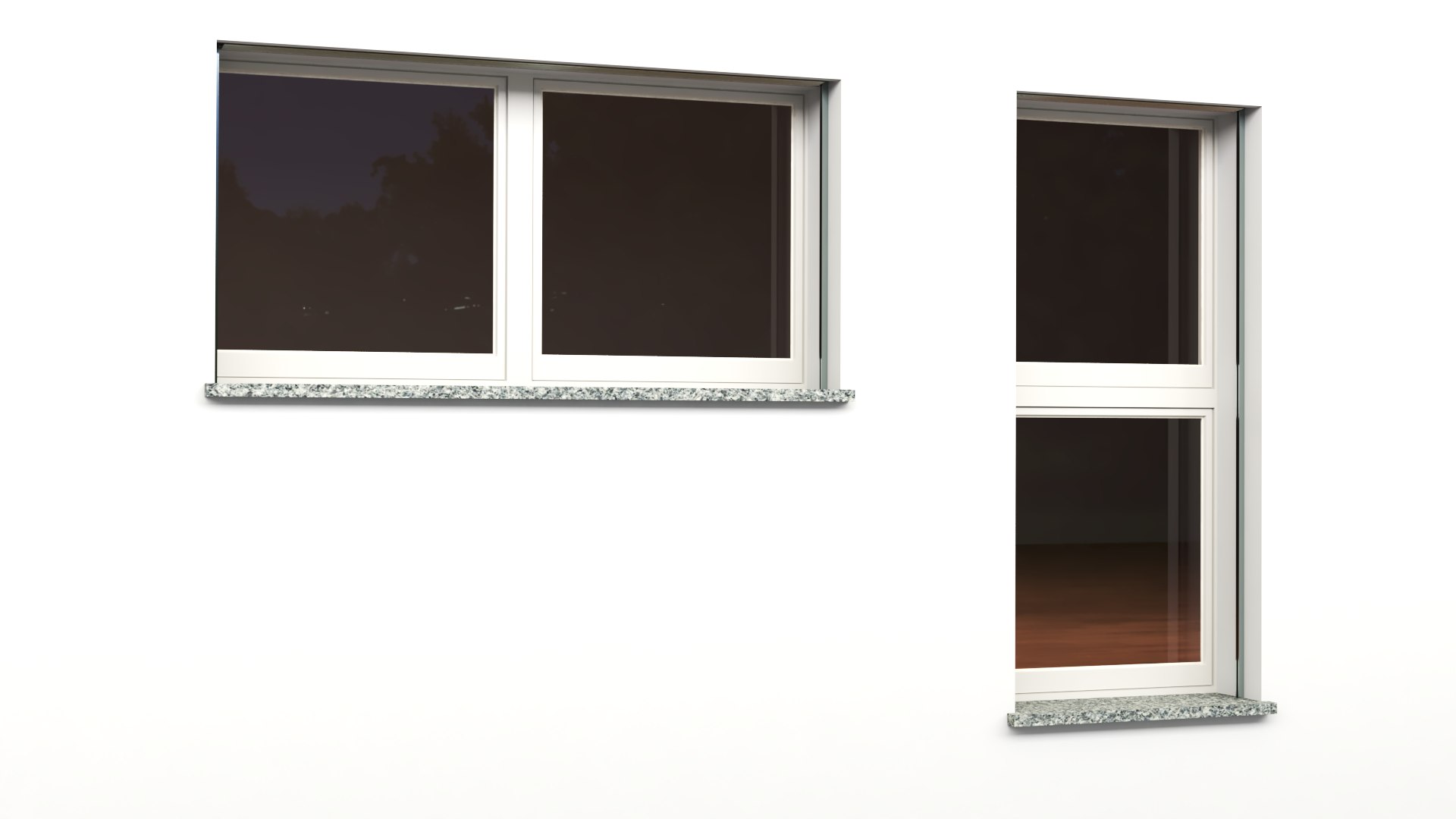 3D Double PVC window - - Full wall section - TurboSquid 2057391