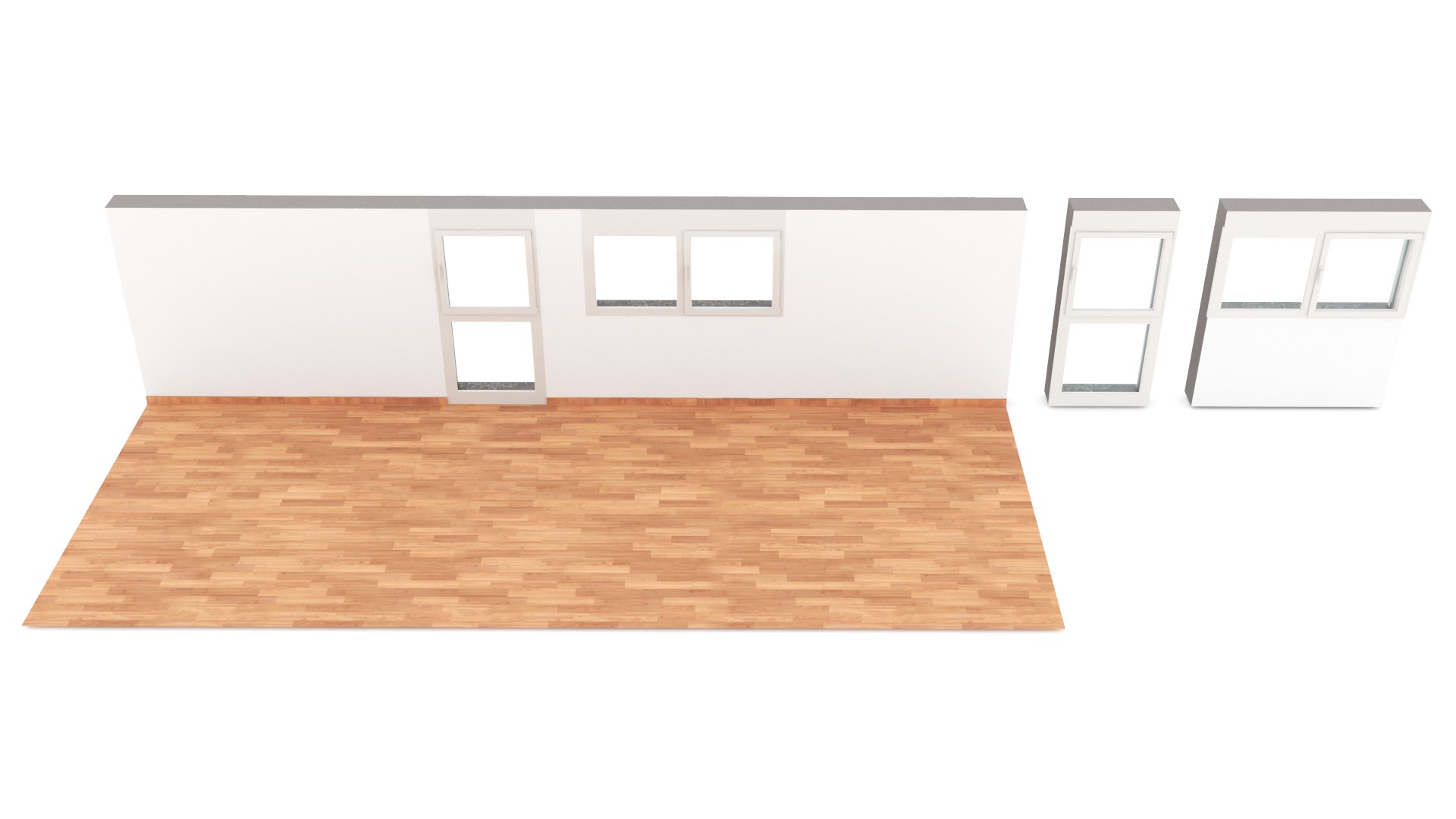 3D Double PVC window - - Full wall section - TurboSquid 2057391