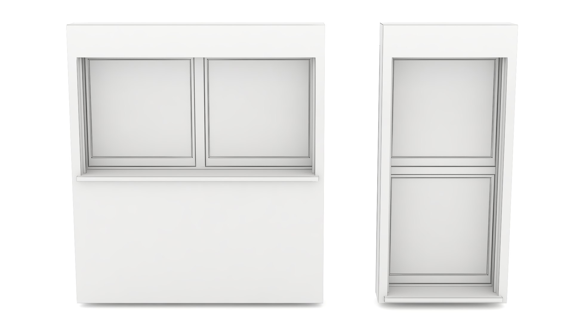 3D Double PVC window - - Full wall section - TurboSquid 2057391