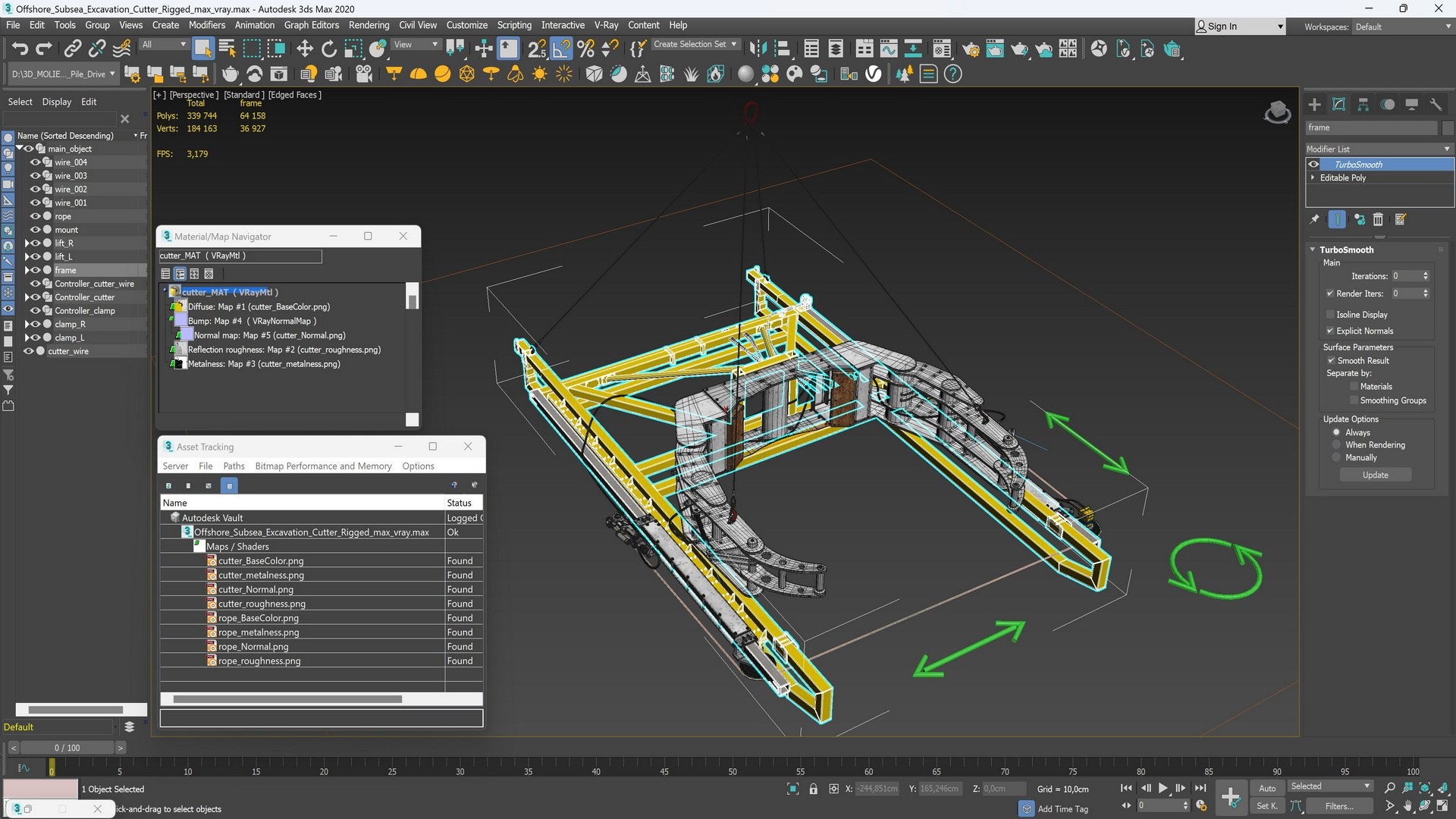 3D Model Offshore Subsea Excavation Cutter Rigged - TurboSquid 2329772