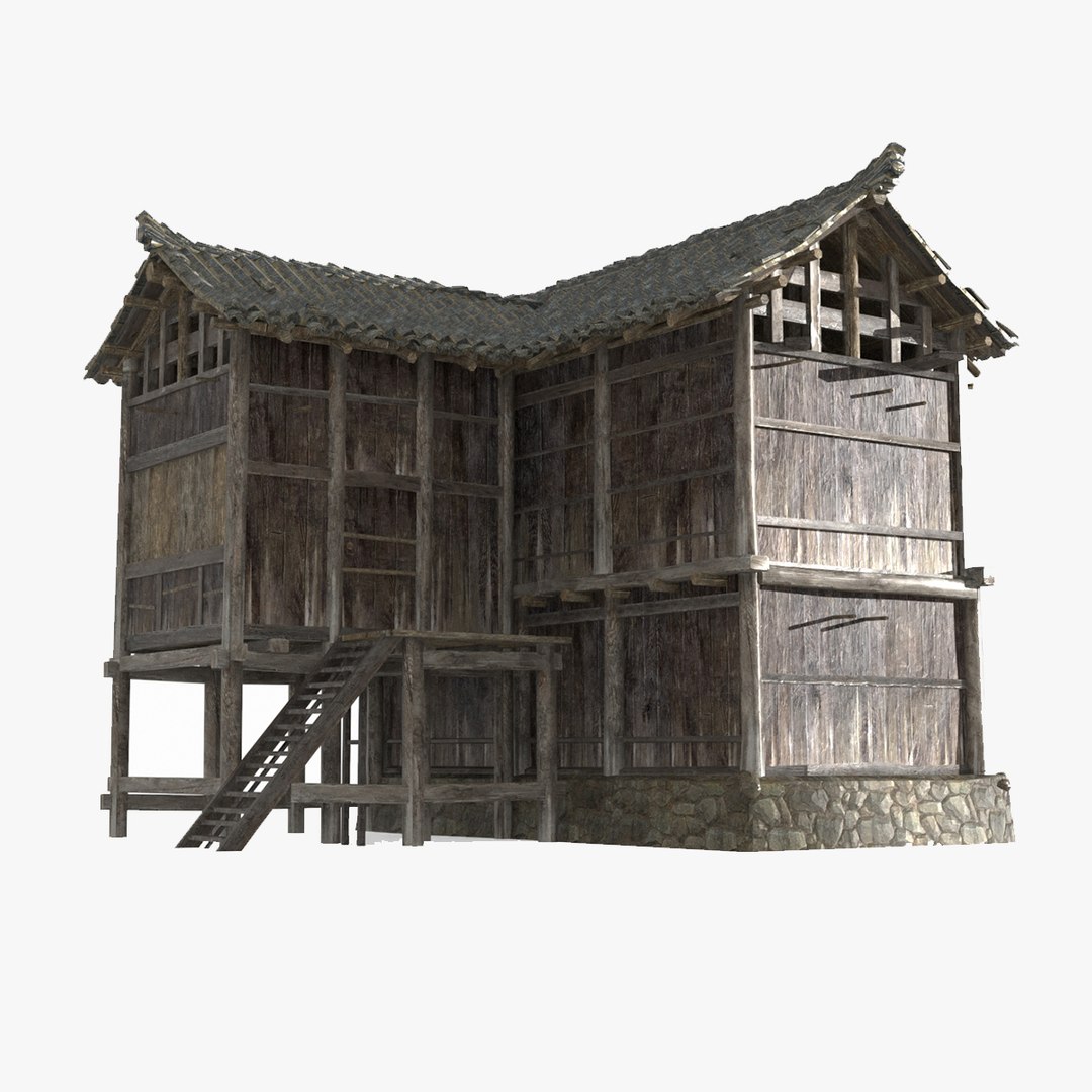 Two-story houses in ancient Asian architectural towns 3D model ...