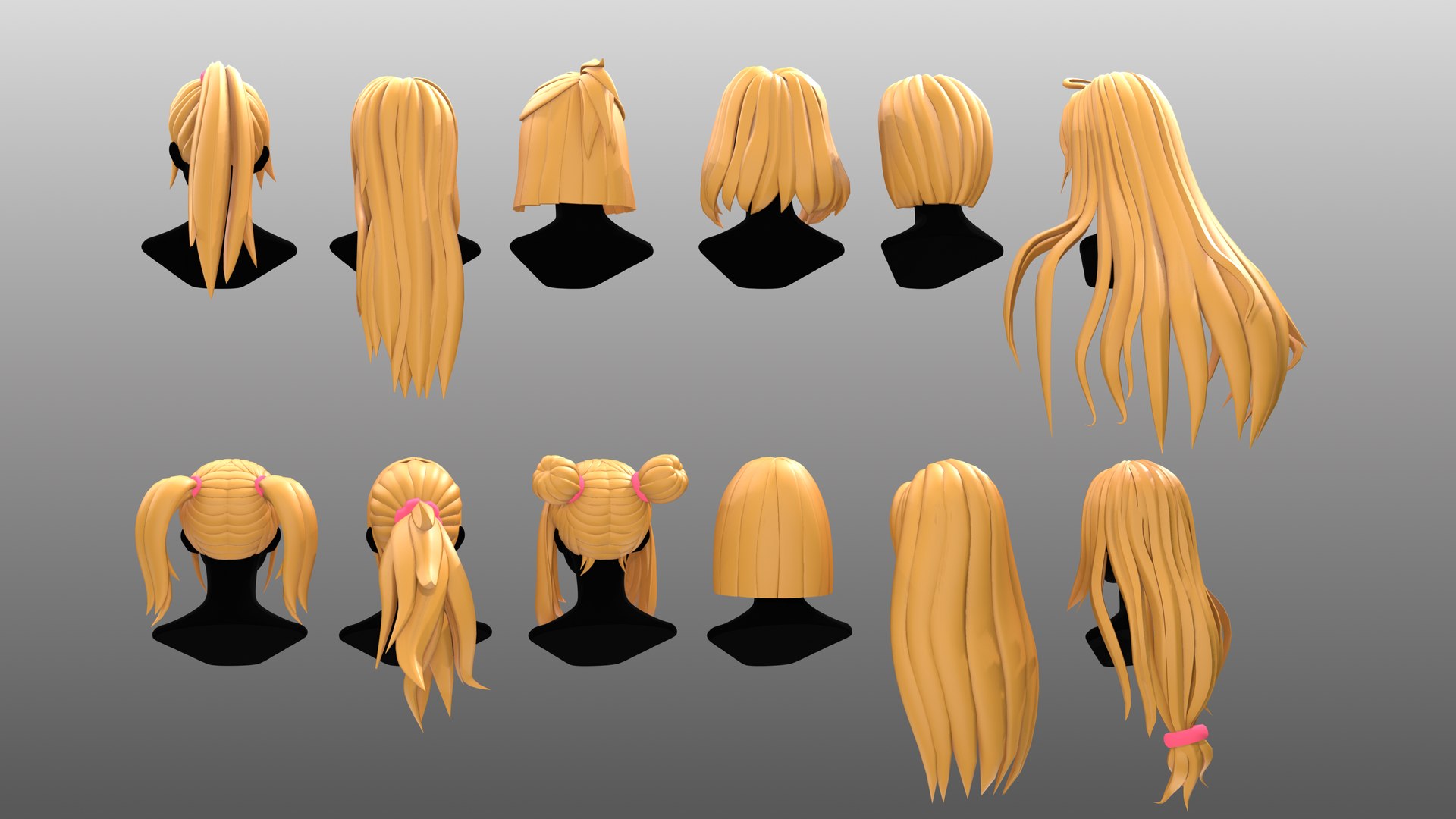 3D Stylized Anime Hair Pack Model - TurboSquid 2384938