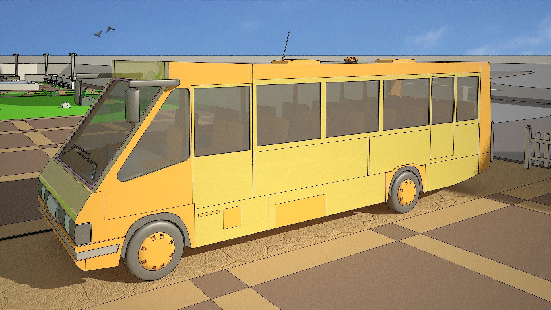 Cartoon bus with environment 3D model - TurboSquid 2166591