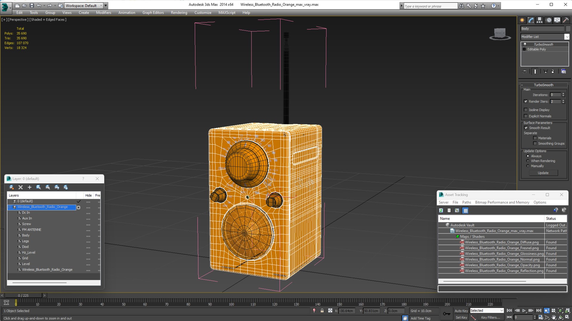 3D Wireless Bluetooth Radio Orange - TurboSquid 2065890