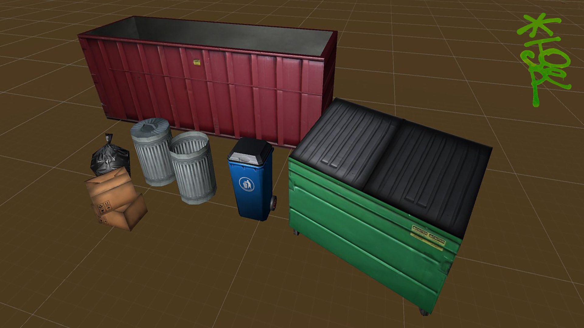 Free OLD-SCHOOL LOW-POLY GARBAGE SET Model - TurboSquid 1729077