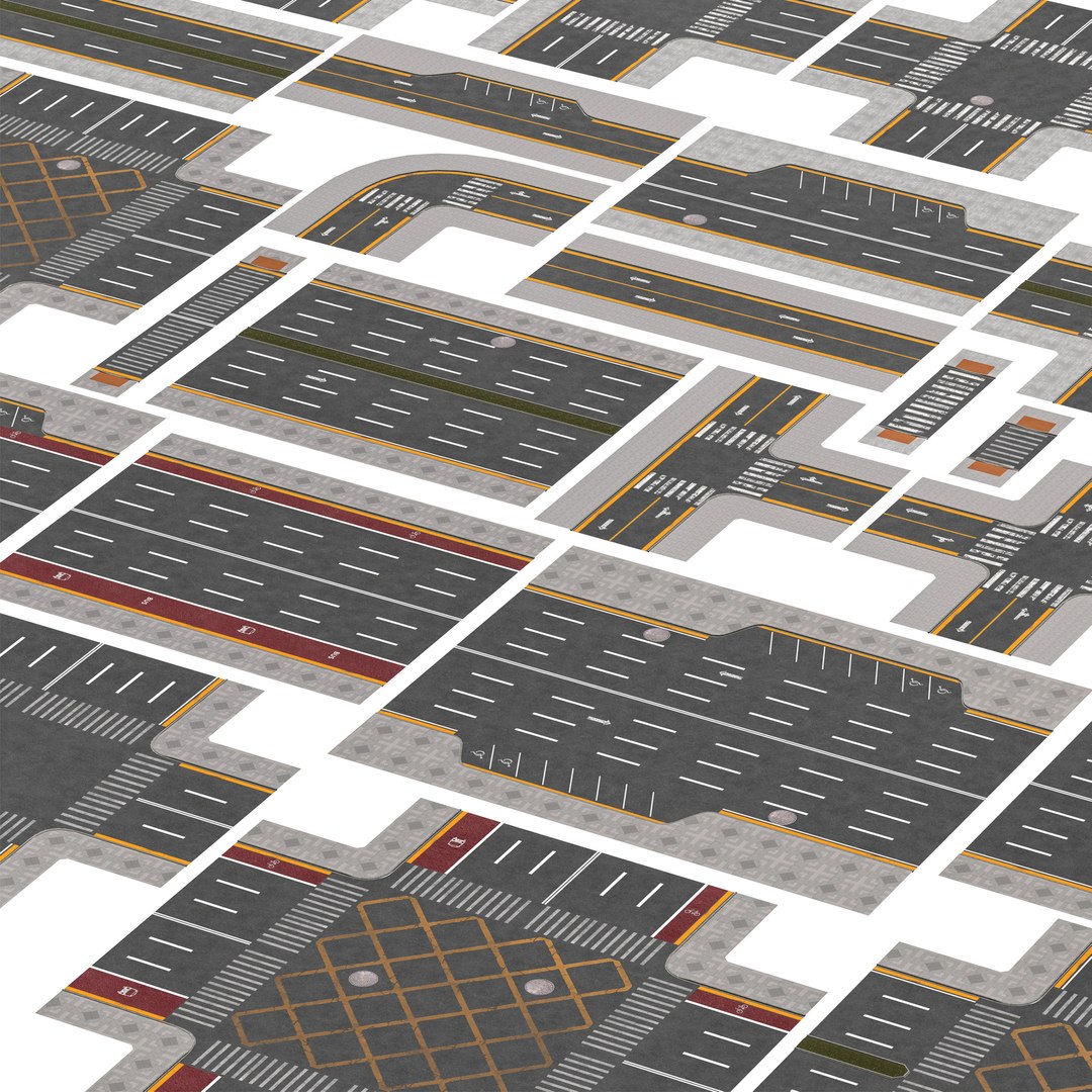 Road Pack Set 01LowPolyGameReady 3D - TurboSquid 2306436