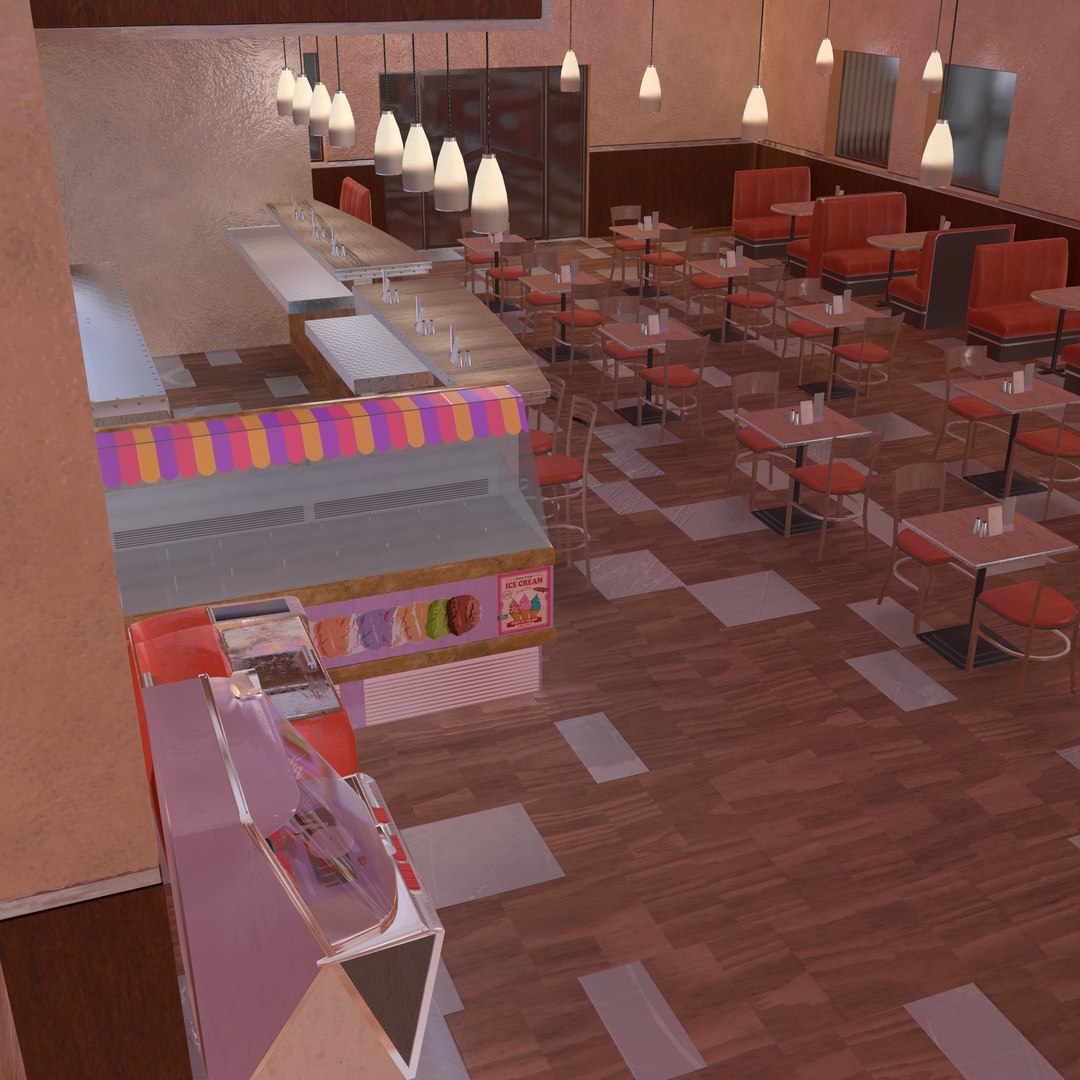 3D Diner Cafe American - TurboSquid 1671350