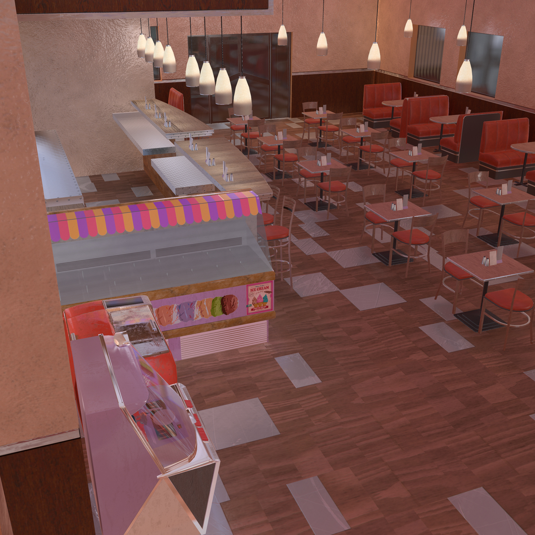 3D diner cafe american - TurboSquid 1671350