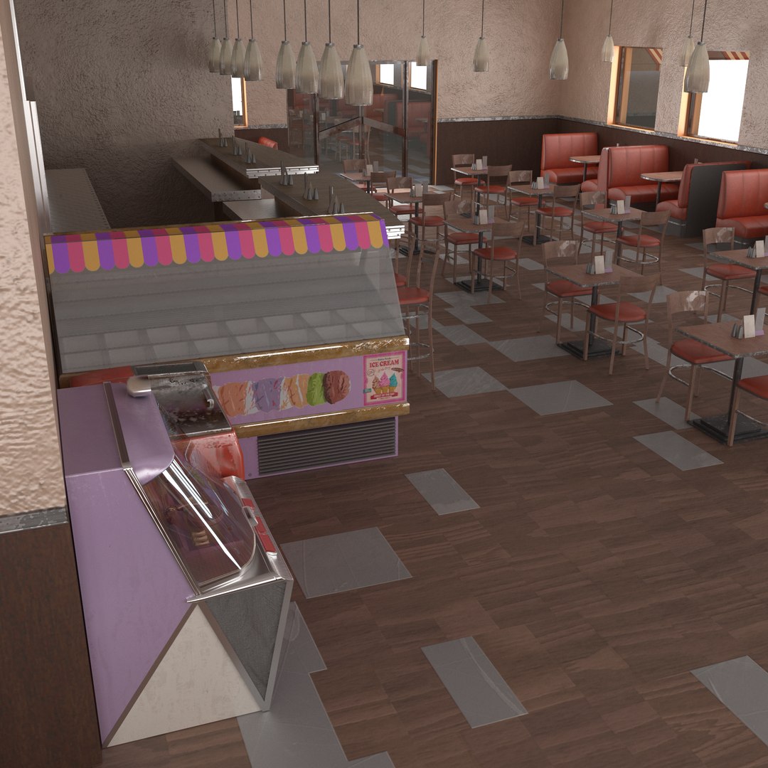 3D diner cafe american - TurboSquid 1671350