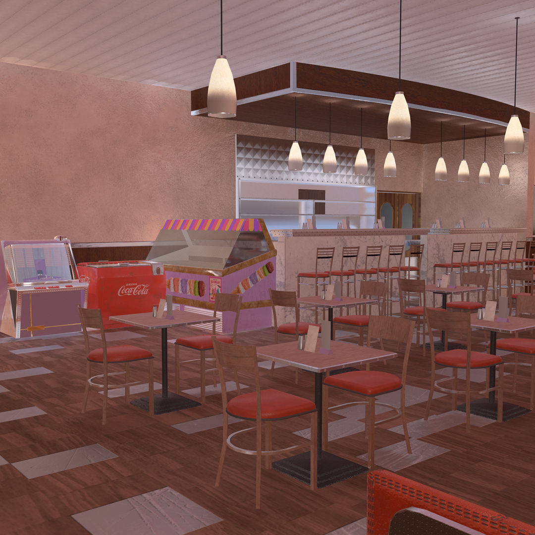 3D diner cafe american - TurboSquid 1671350