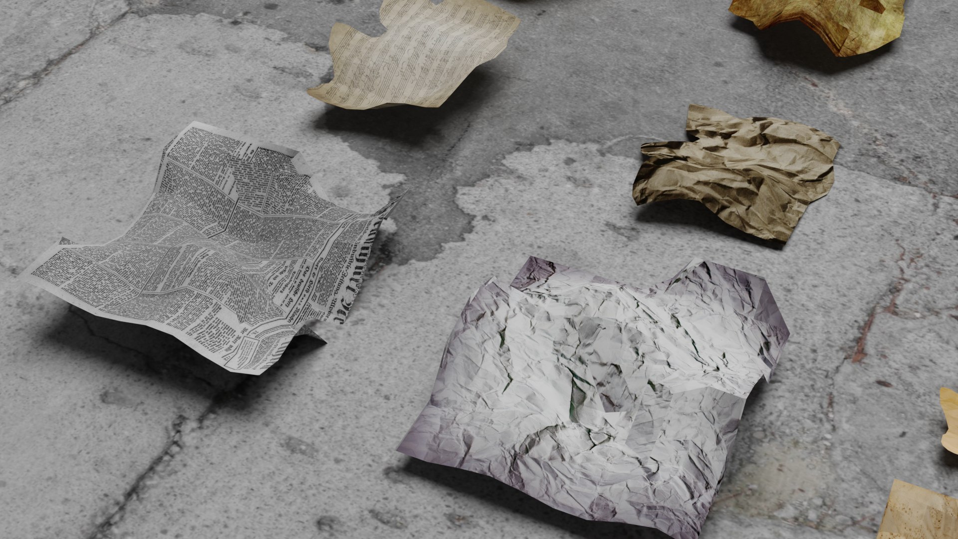 Postapocalyptic Paper Trash Low-poly 3D Model - TurboSquid 1960525