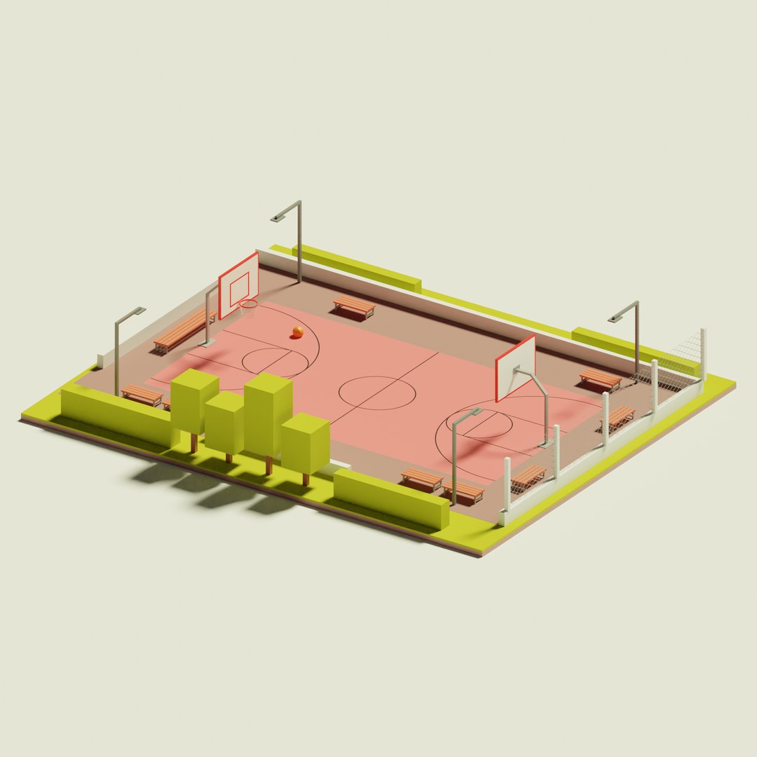 Low Poly Basketball Ground 3D Model - TurboSquid 2039671