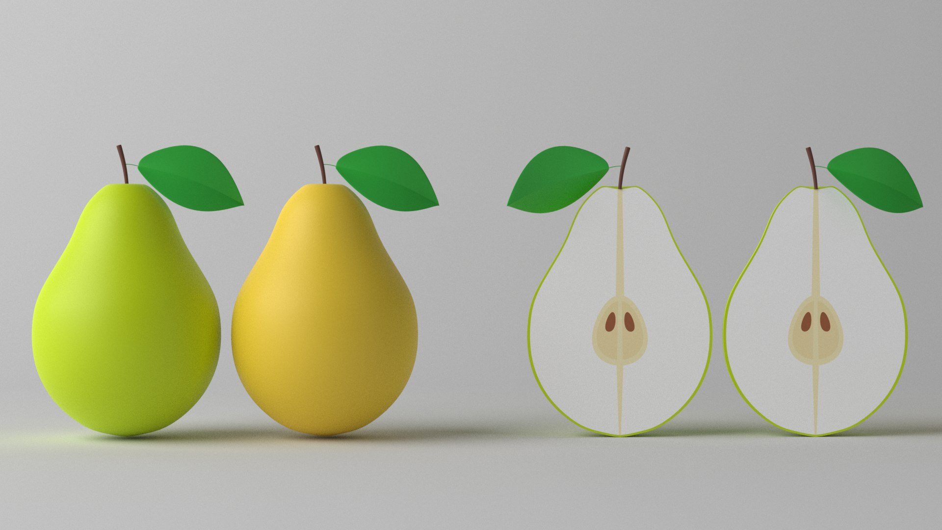 Cartoon Pear Fruit And Slice Model - TurboSquid 2004872