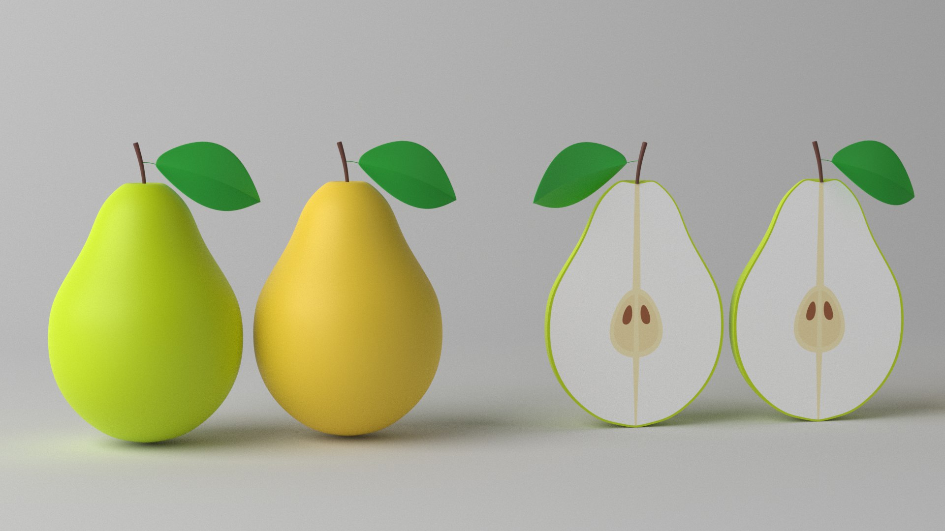 Cartoon Pear Fruit And Slice Model - TurboSquid 2004872