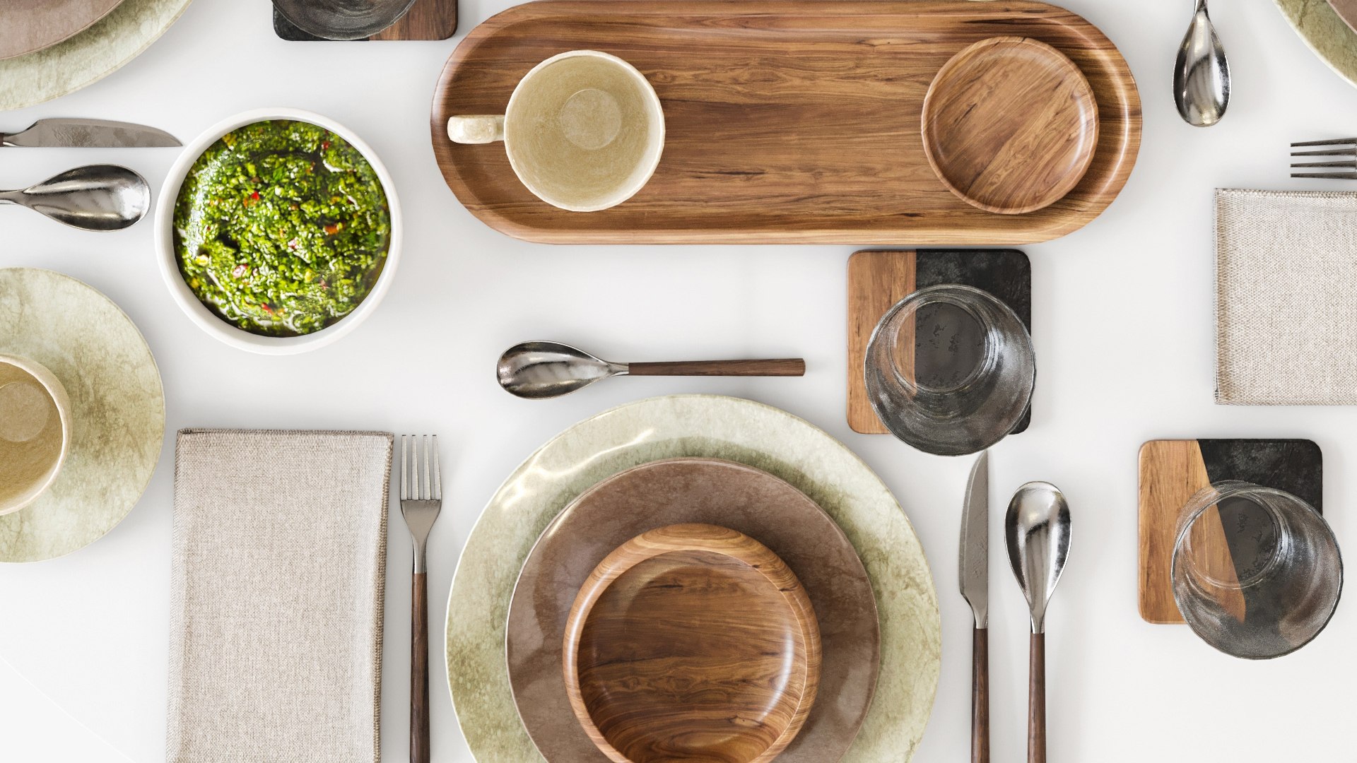 Table Setting With A Set Beautiful Dishes And Drinks 3D Model ...