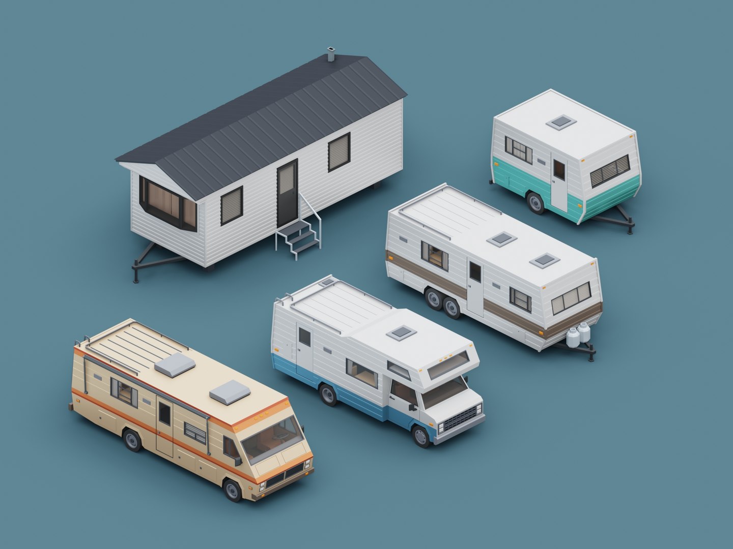 Camper Trailer And Motorhome Pack 3D Model - TurboSquid 2044753
