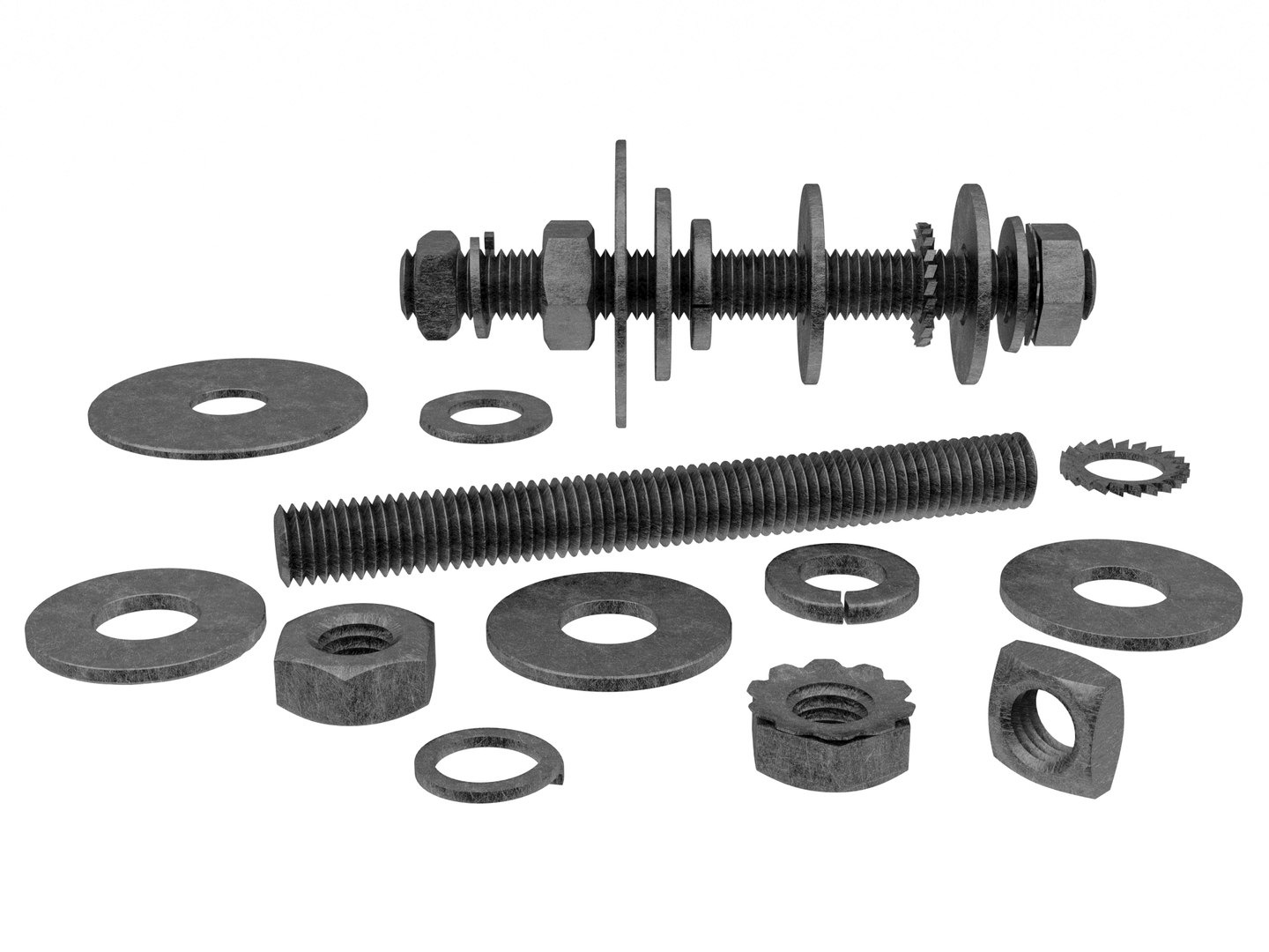 Screw With Nut 20 Model - TurboSquid 2094934