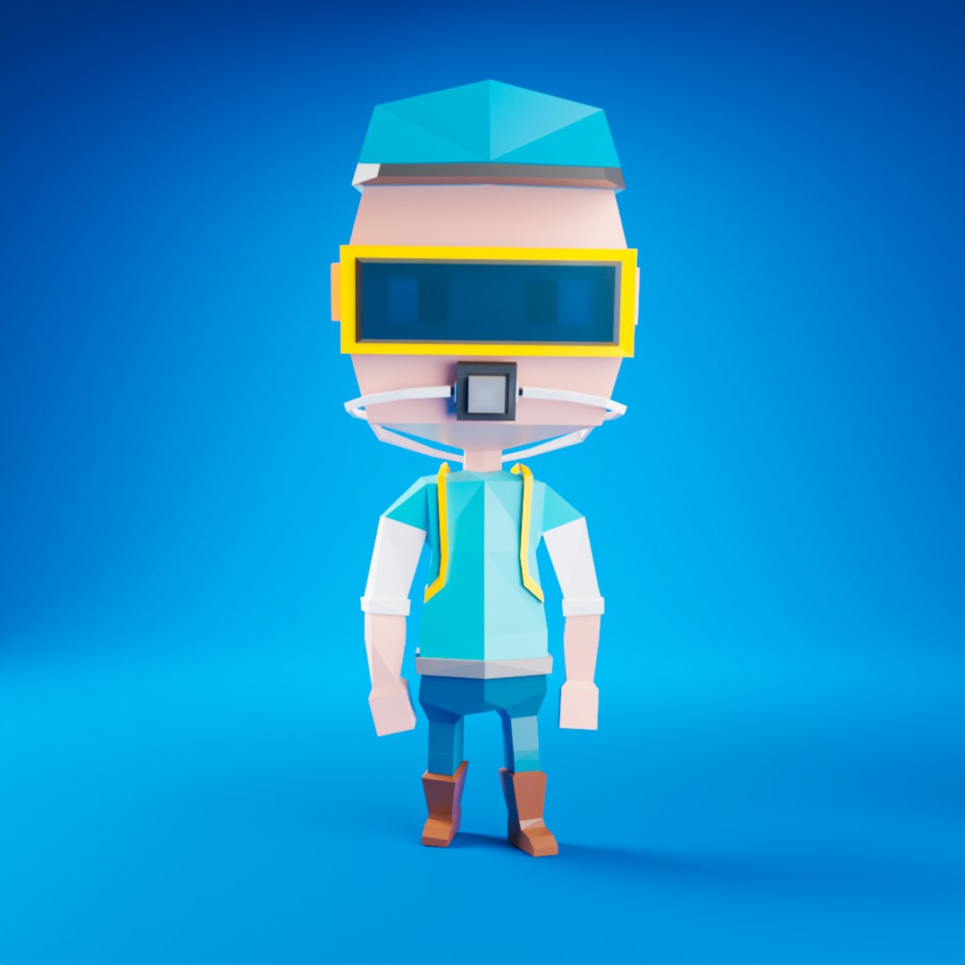 Low Poly Diver Rigged 3D Character Model Model - TurboSquid 1953144
