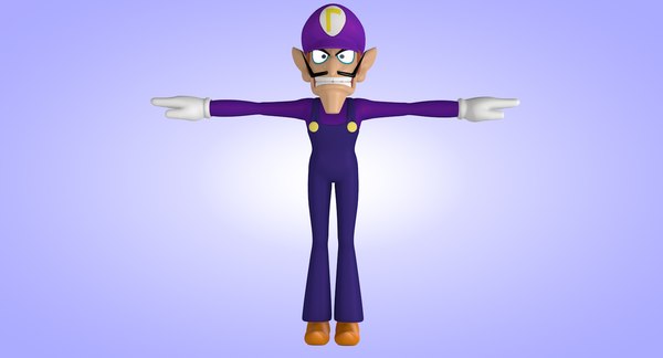 waluigi cartoon character 3d model