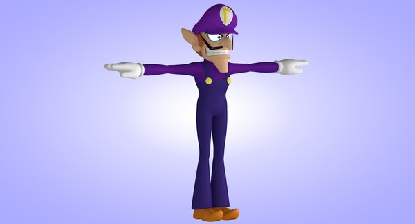 waluigi cartoon character 3d model