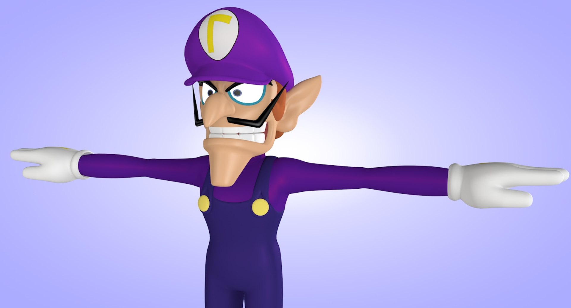 Waluigi Cartoon Character 3d Model