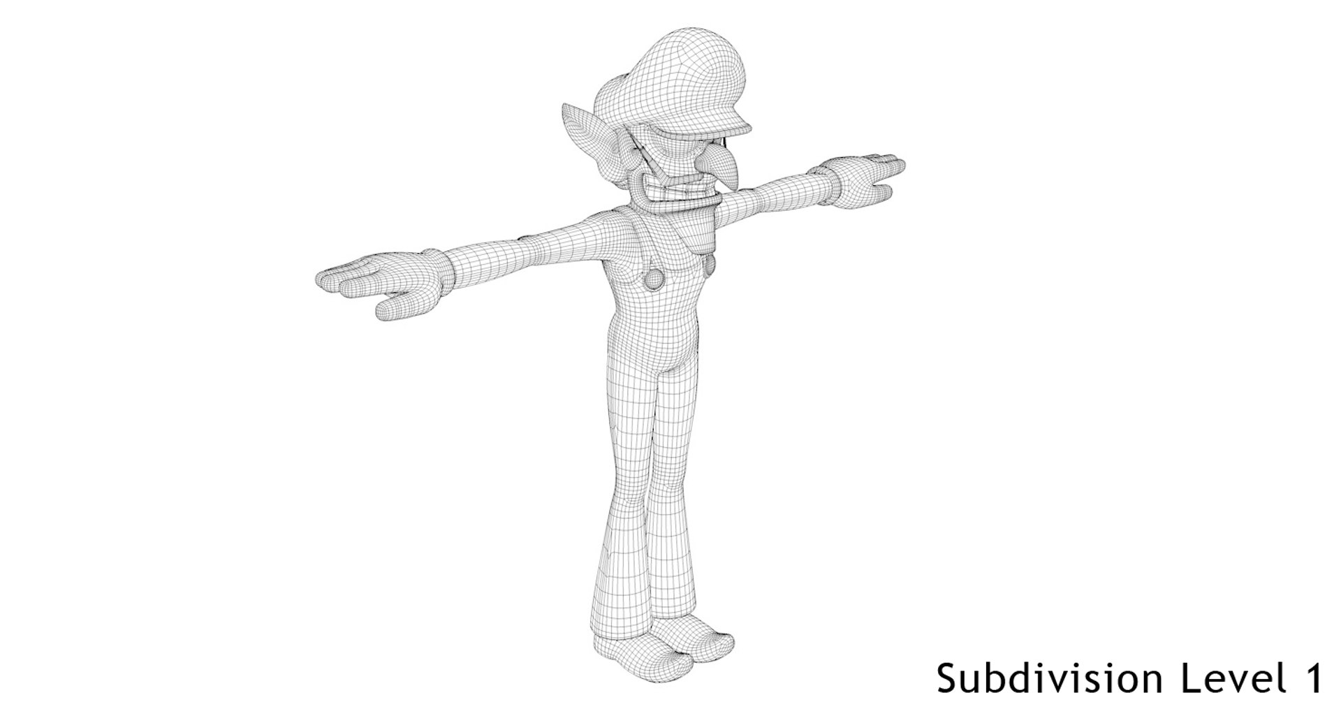 Waluigi Cartoon Character 3d Model