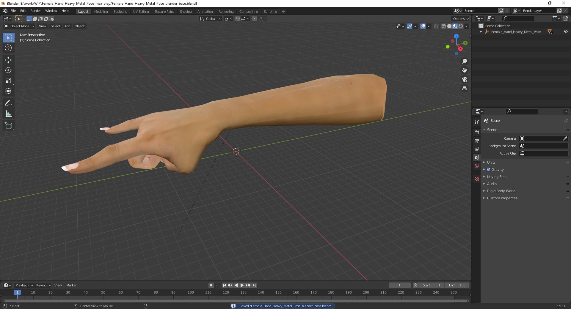3D Female Hand Heavy Metal Pose Model - TurboSquid 2196974