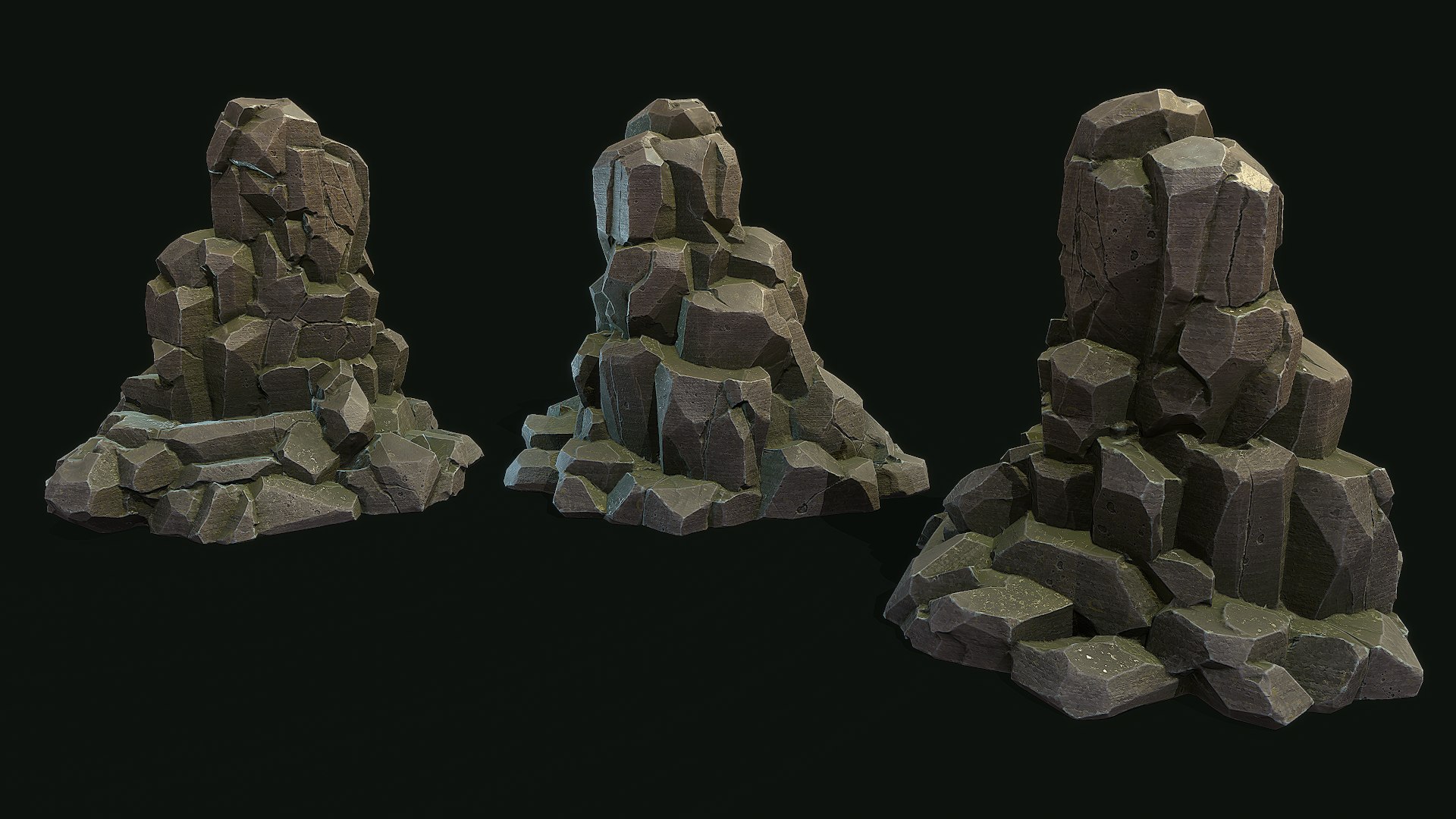 3D Stylized Gray Stone moss 7 model - TurboSquid 2135143