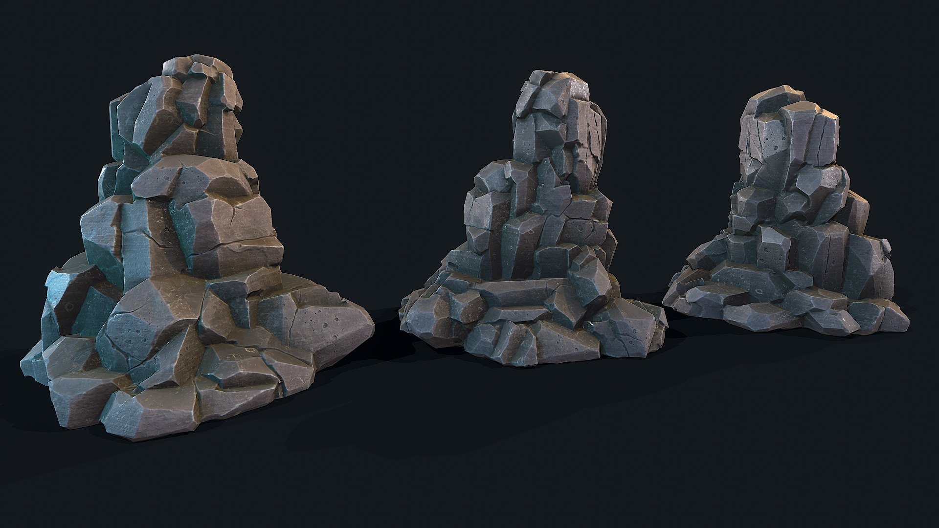 3D Stylized Gray Stone moss 7 model - TurboSquid 2135143