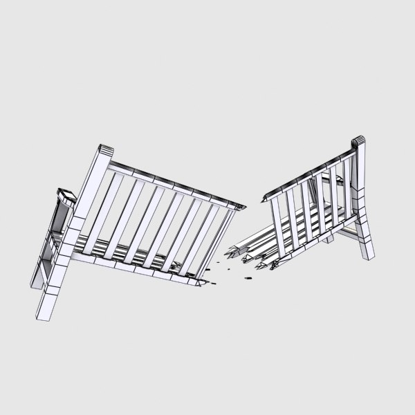 park garden bench broken 3d model
