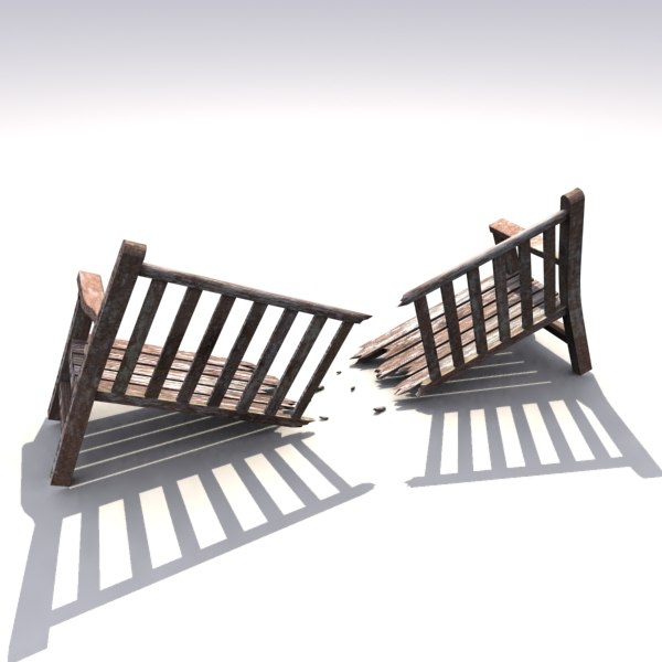 park garden bench broken 3d model