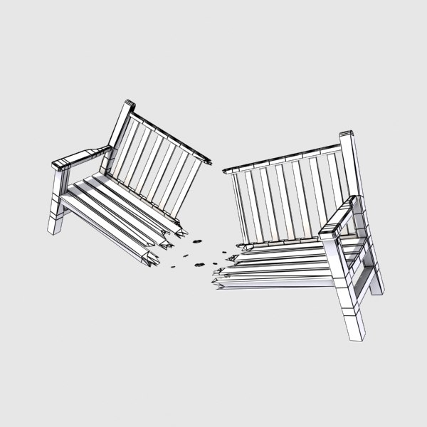 park garden bench broken 3d model