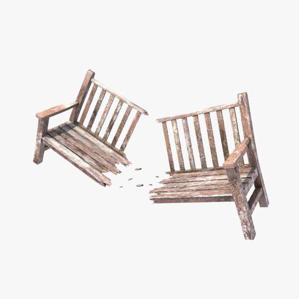 park garden bench broken 3d model